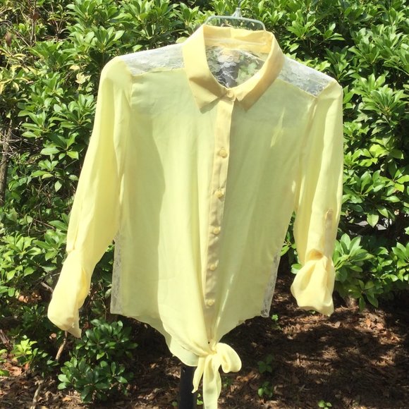 Tops | Fashionable Light Yellow Lace Top | Poshmark